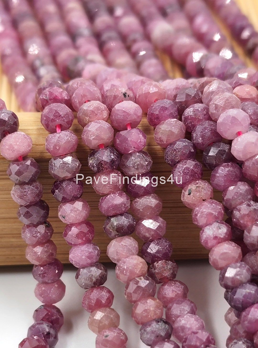 Grade AAA Genuine Natural Ruby Faceted Rondelle Beads, 4x3mm Round ...