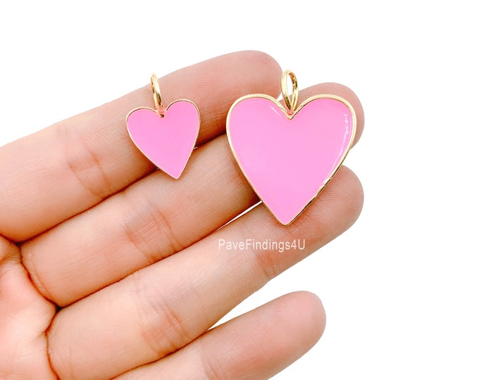 Dainty Neon Heart Charms Enamel Heart Pendant for Necklace Earring ...
