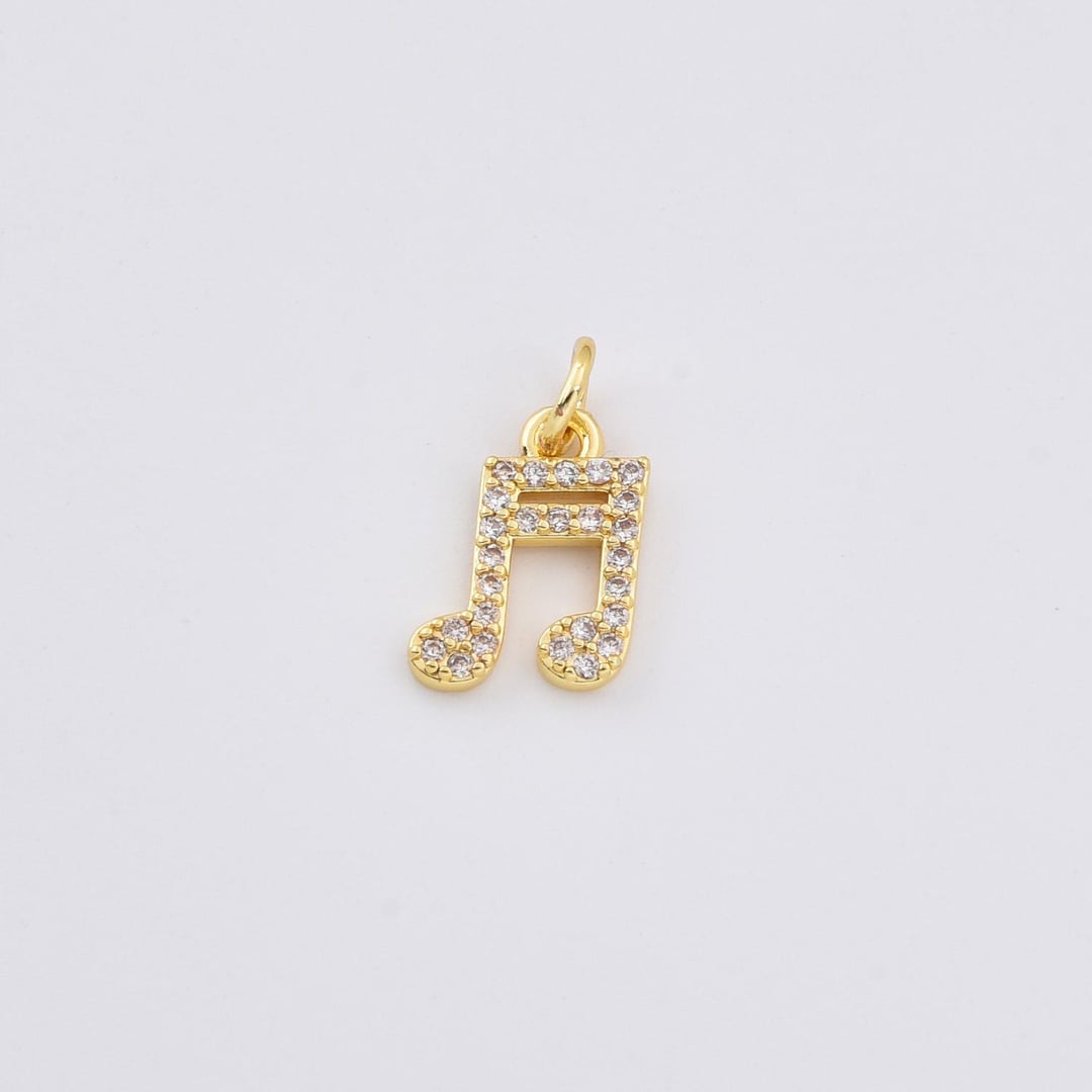 Gold Filled CZ Music Note Charm, Sparkly Musical Note Pendant for DIY ...