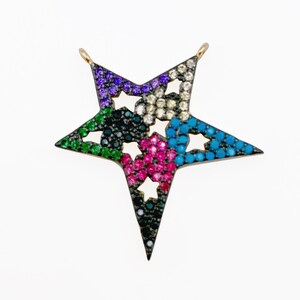Star Connector Charm 14K Gold Star Bracelet Connector Multi Color CZ ...