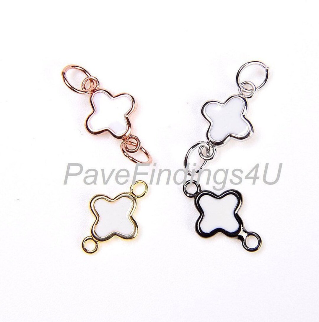 Tiny Clover Charm, 14K Gold Quatrefoil Clover Connector Charm, Silver ...