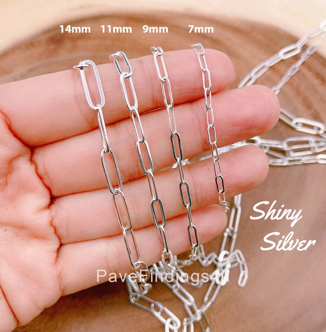 Shiny Silver Paperclip Chain Oval Paperclip Dainty Chain by Yard ...