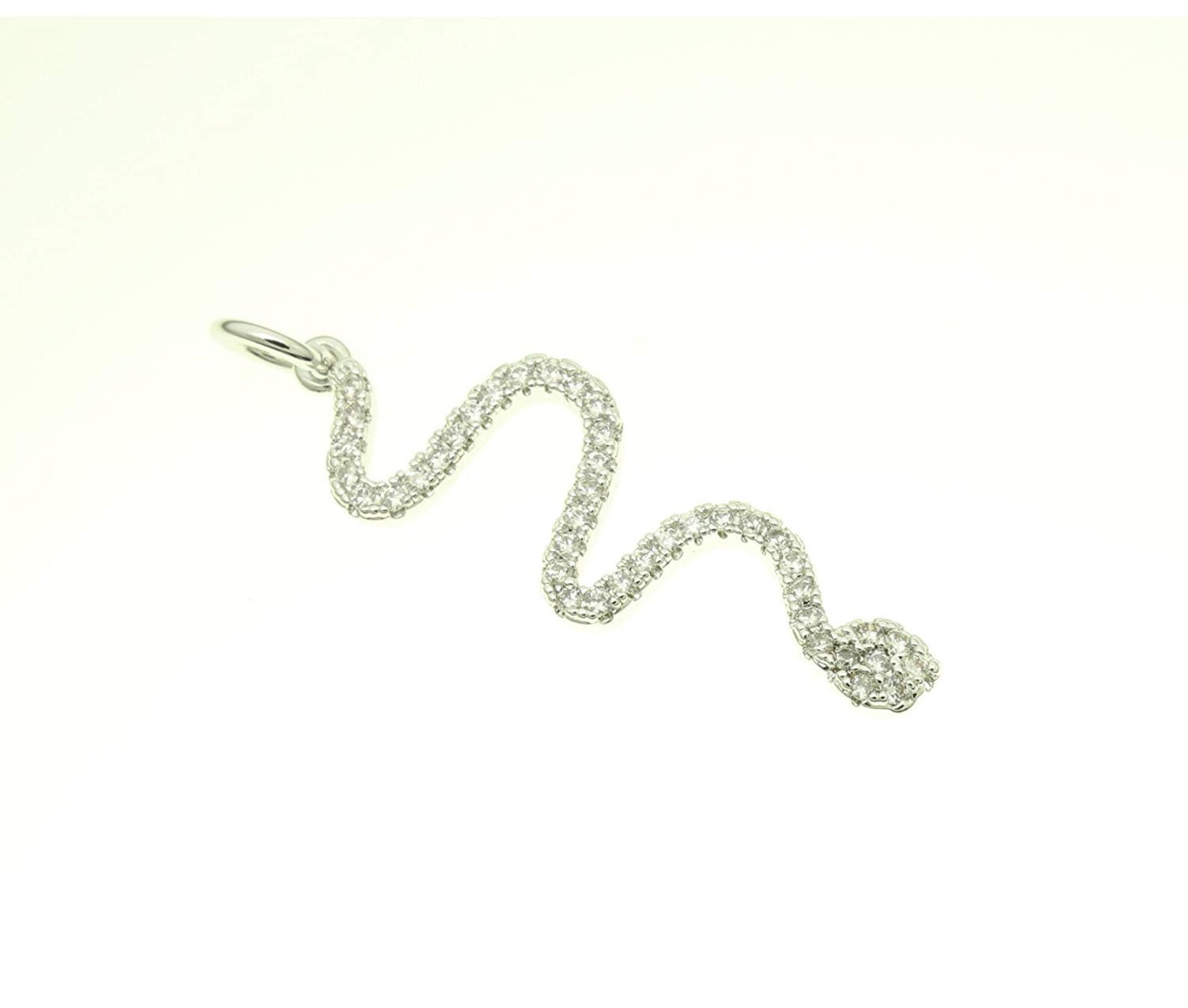 SNAKE Charm, 24k Gold Micro Pave Snake Charm, Cubic Zirconia Snake ...