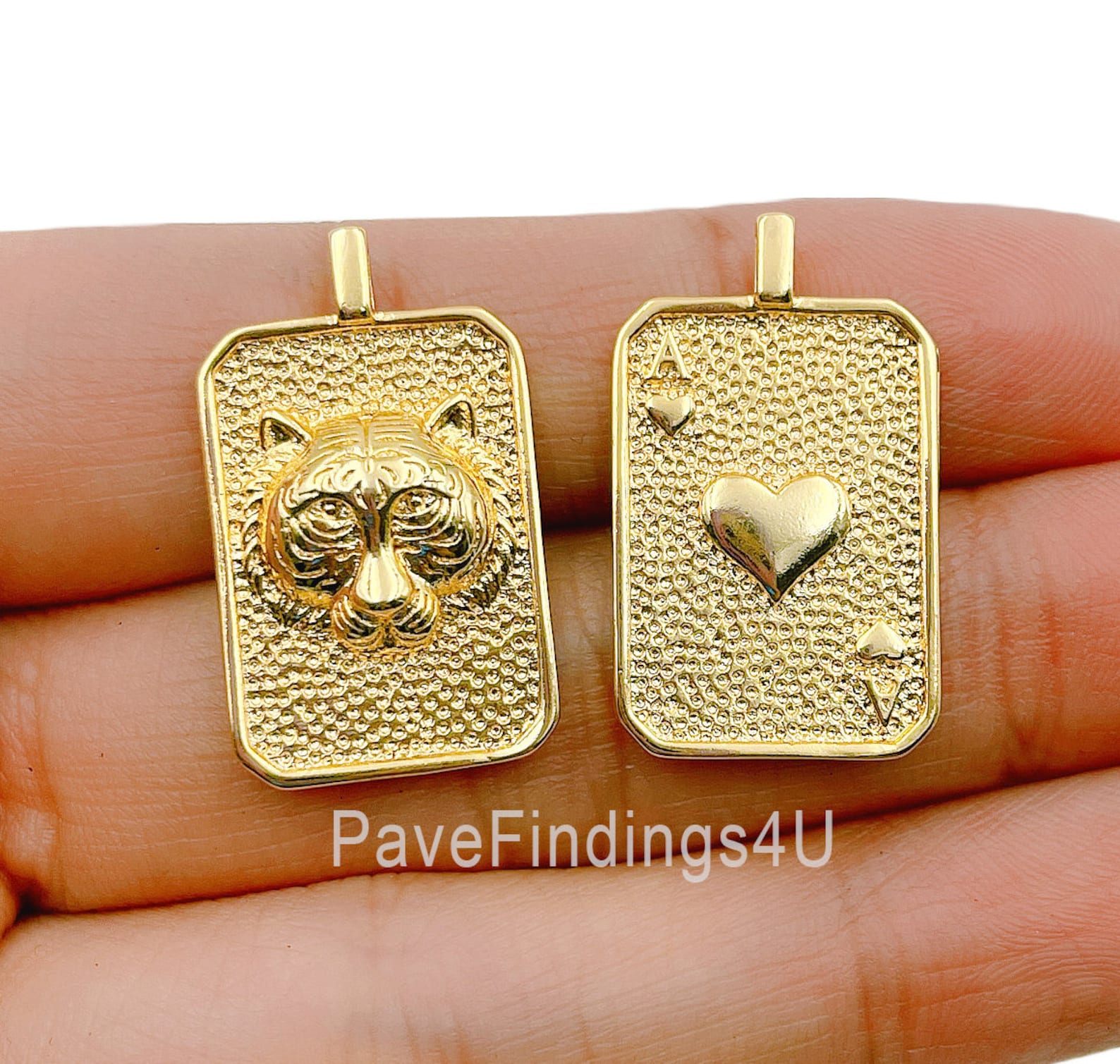 Ace of Spade Charm Gold Medallion, Ace of Heart Pendant Necklace Charm ...