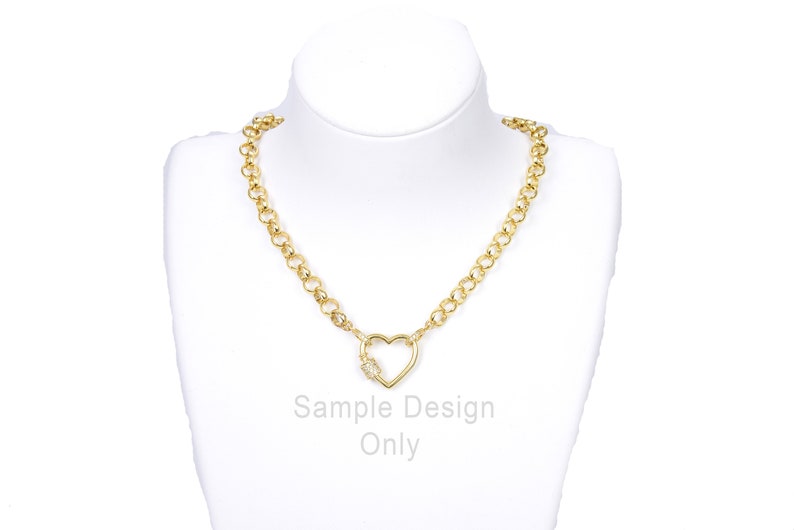 18K Gold Love Heart Shaped Screw Clasp Gold CZ Screw Clasp | Etsy