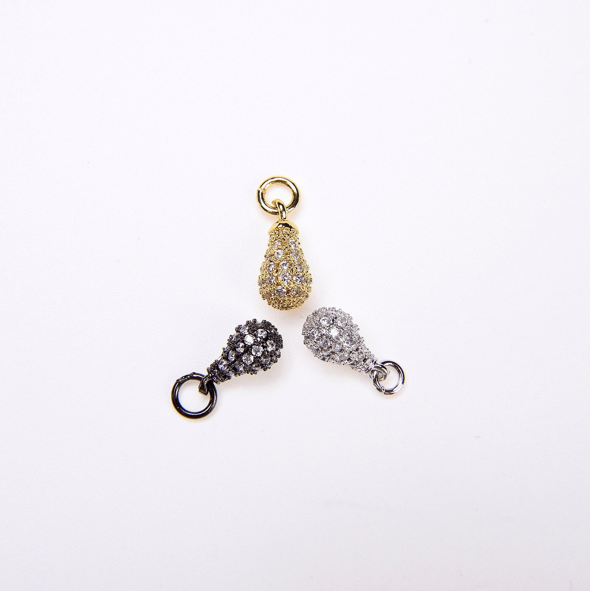 Teardrop Crystal Charm Pendants 24K Gold Rhinestone Pave Charm | Etsy