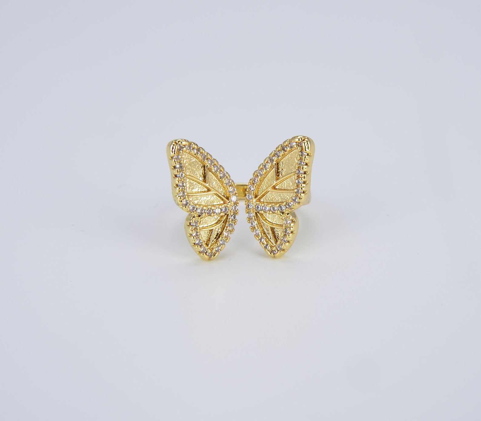 18K Gold Butterfly Ring Dainty Monarch Ring Adjustable Ring - Etsy