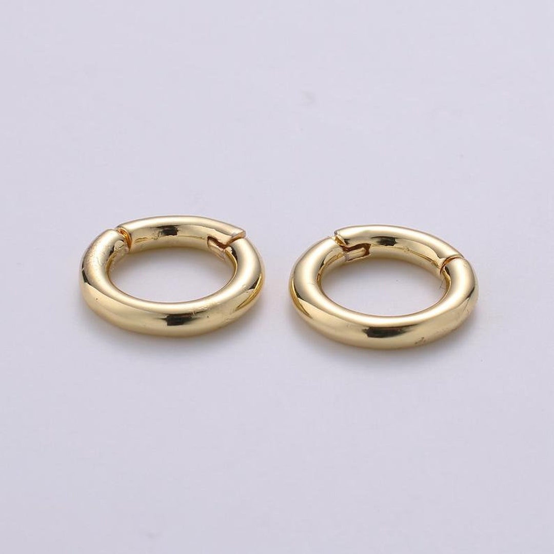 1x Dainty Gold Spring Gate Ring, Push Gate Ring, 13mm Round Circle Ring ...