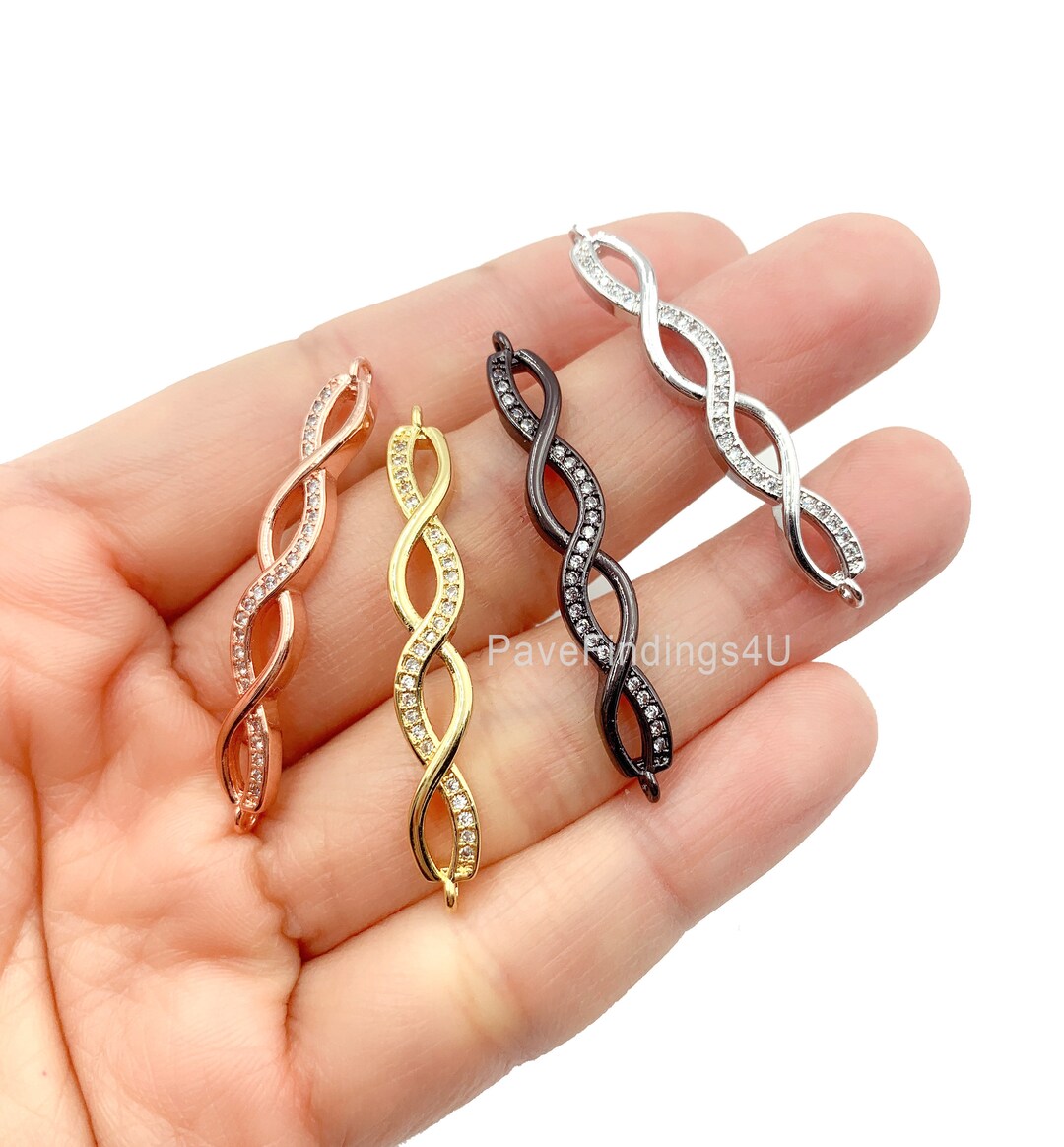 24K Gold Double Helix Connector, DNA Shape Connector, Infinity ...