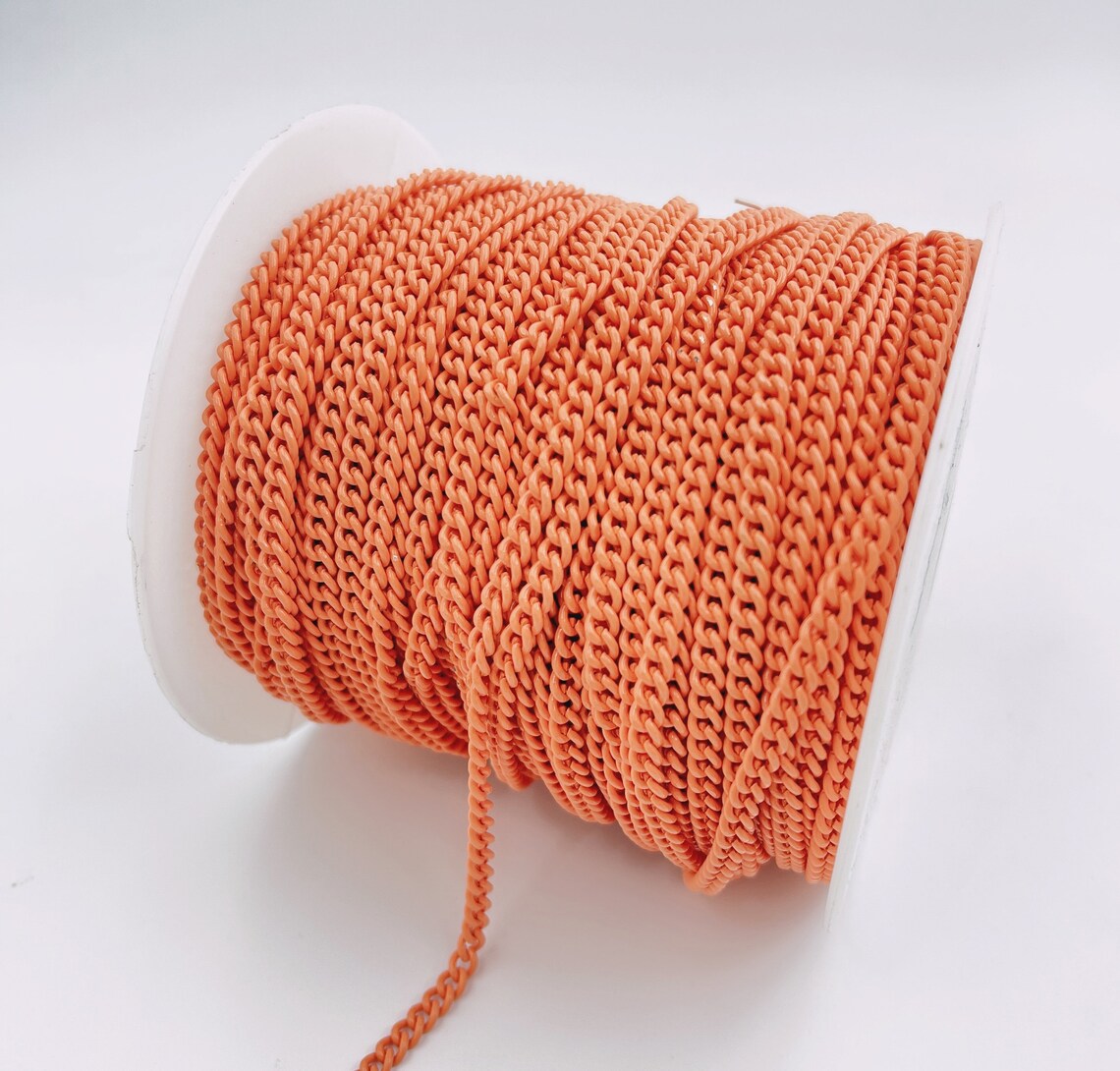 Neon Enamel Curb Chain by Yard Colorful Enamel 4mm Cuban Curb - Etsy