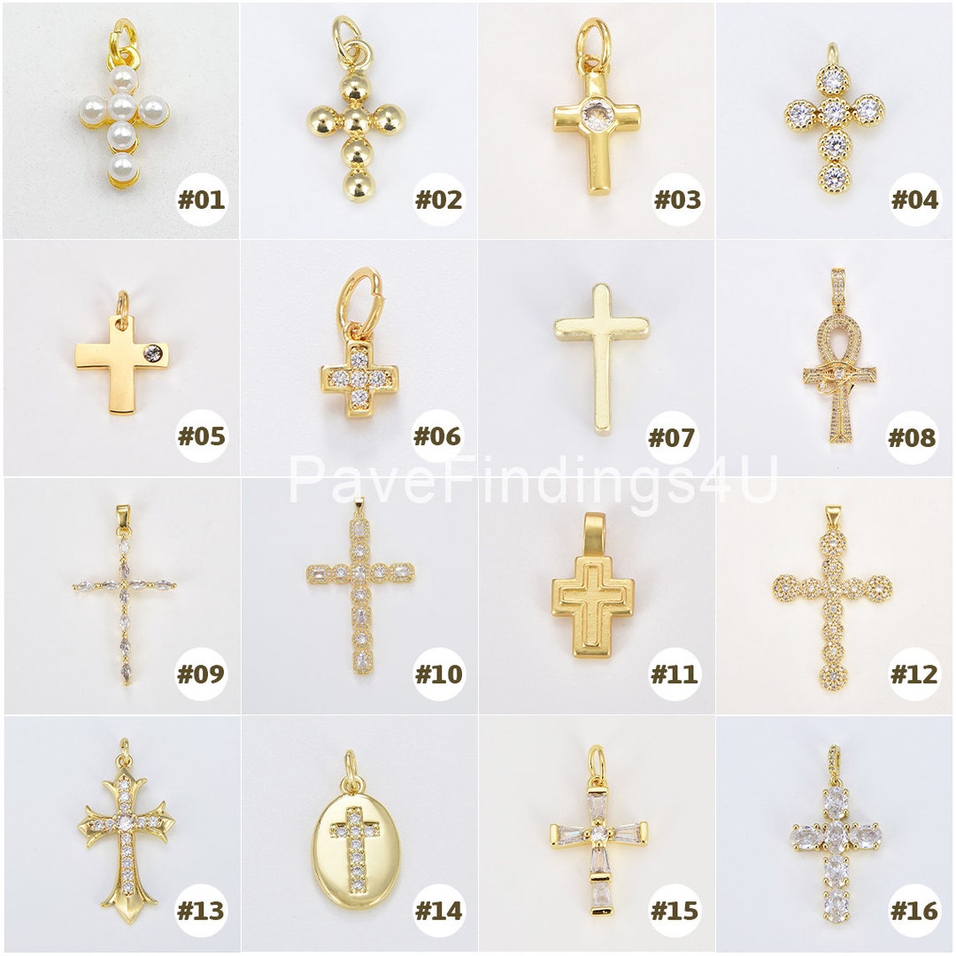 18K Gold Filled Cross Charm Pendant, Minimalist Simple Cross, Gold ...