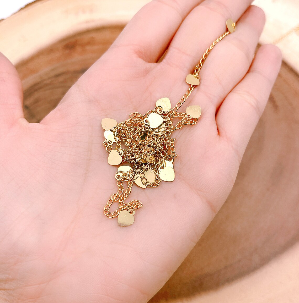 24k Shiny Gold Heart Chains Heart Link Chains Soldered - Etsy