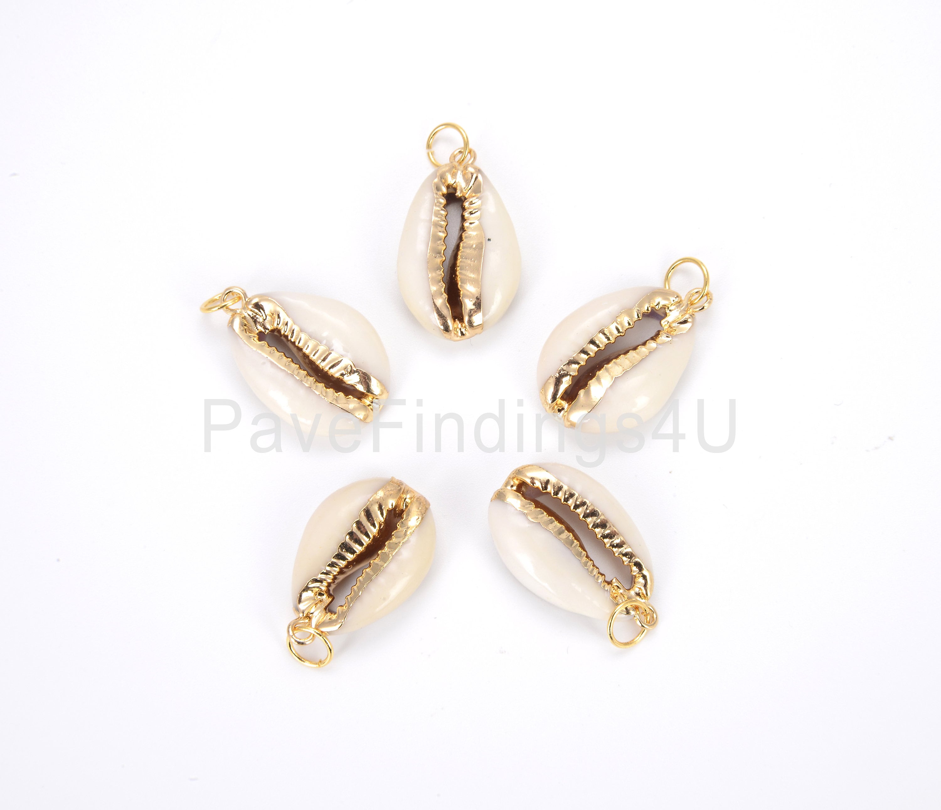 Cowrie Shell 14K Gold Charm Pendant, Seashell Charm, Natural Sea Shell ...