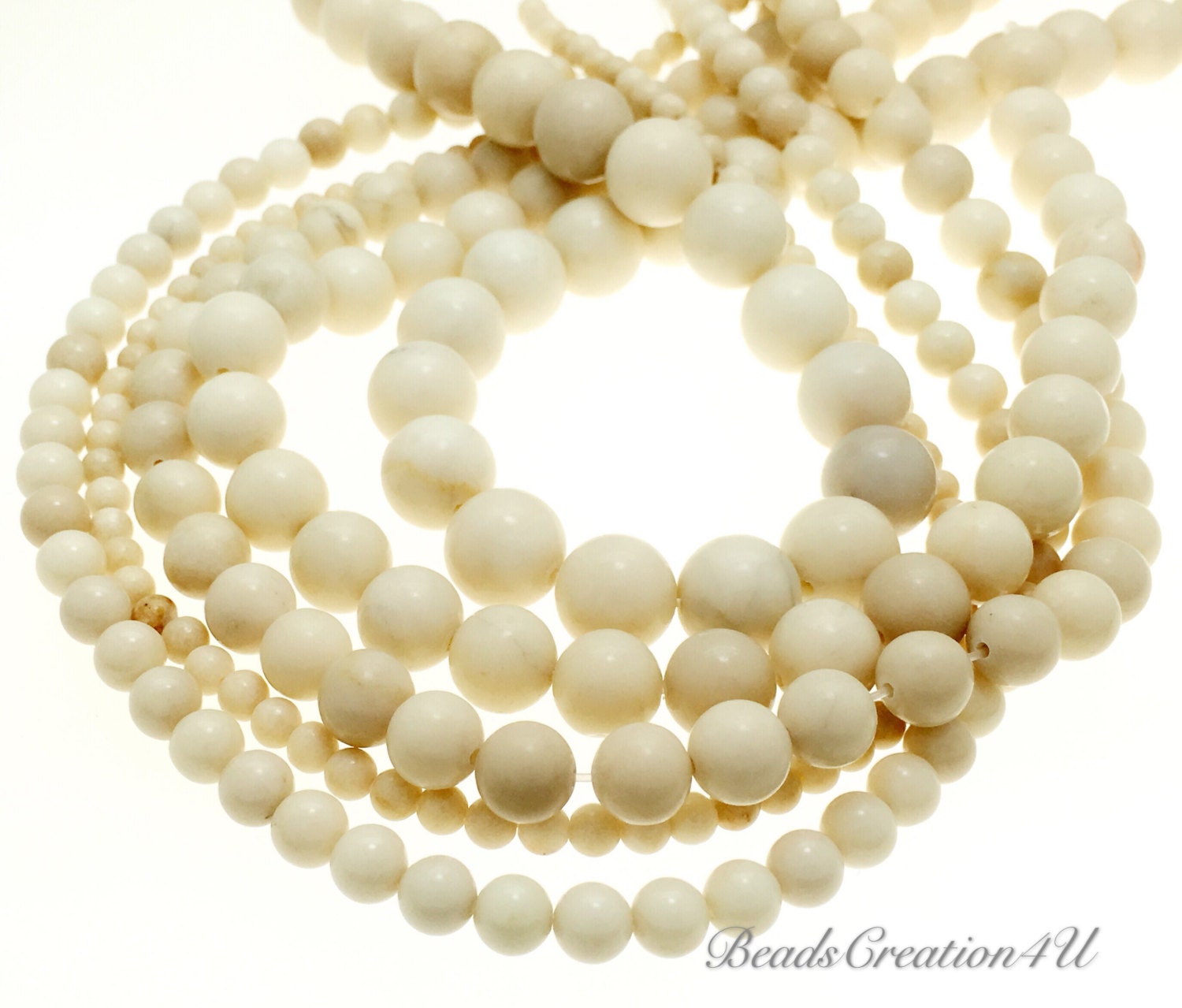 RIVERSTONE Bead, Natural Ivory Riverstone,creamy White Round Bead ...