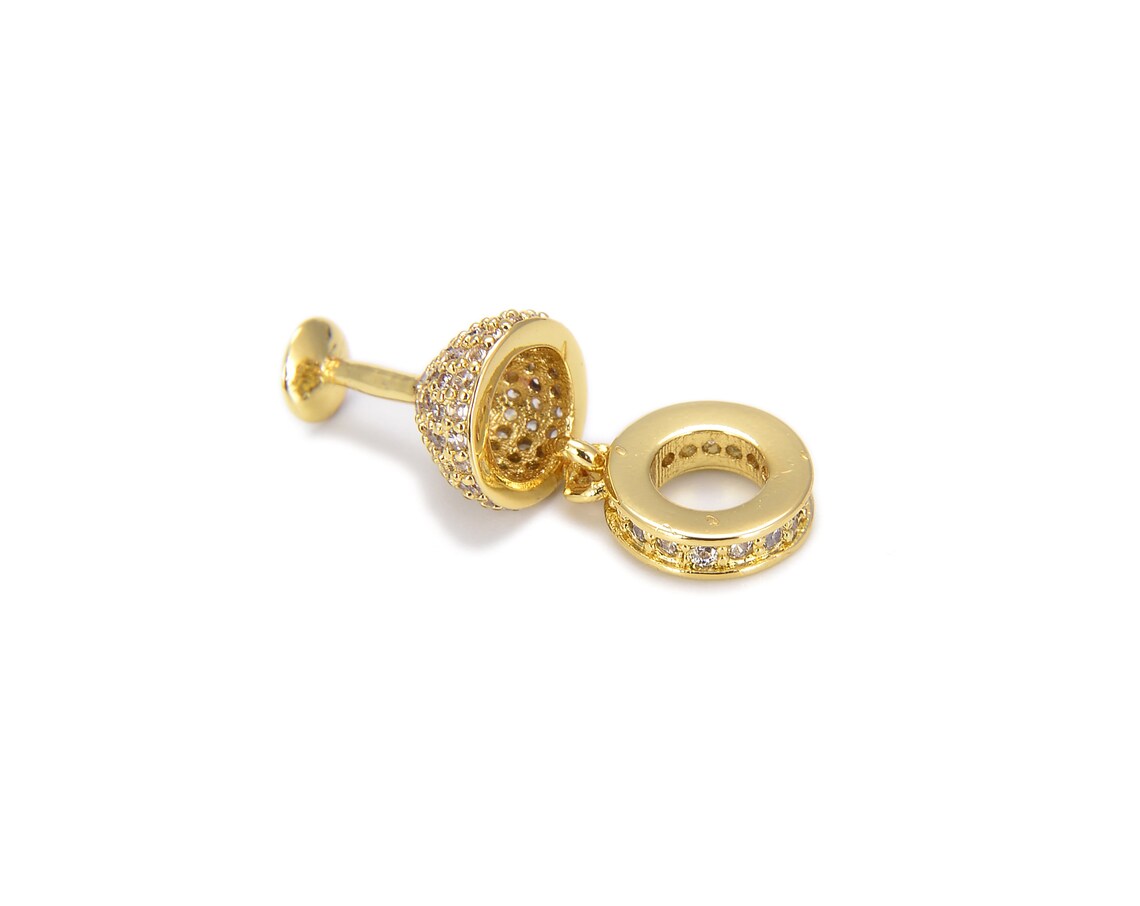 24K Gold Cocktail Glass Charm, CZ Micro Pave Glass Charm, Cocktail ...
