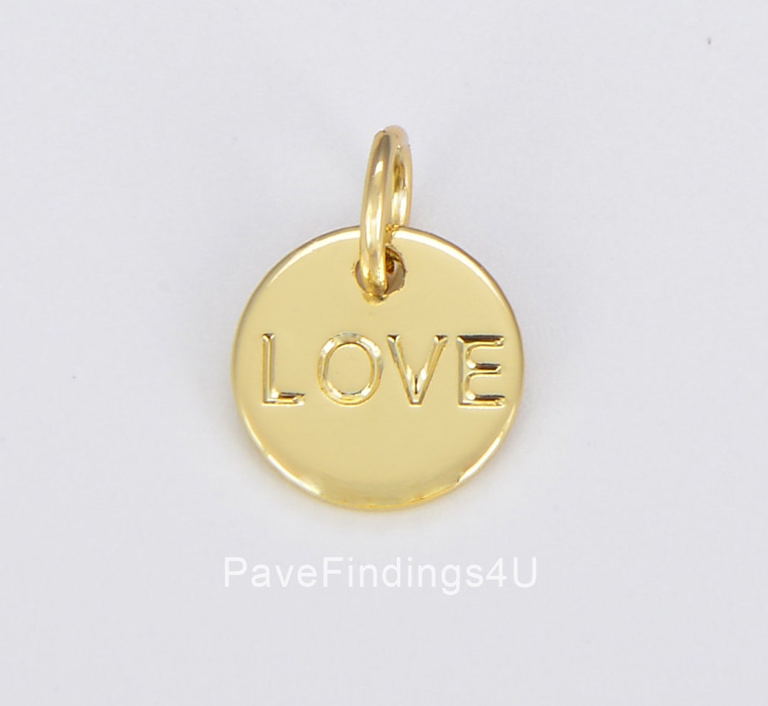 18K Gold Filled Love Medallion Charm, Love Amulet Medallion, Coin Disc ...