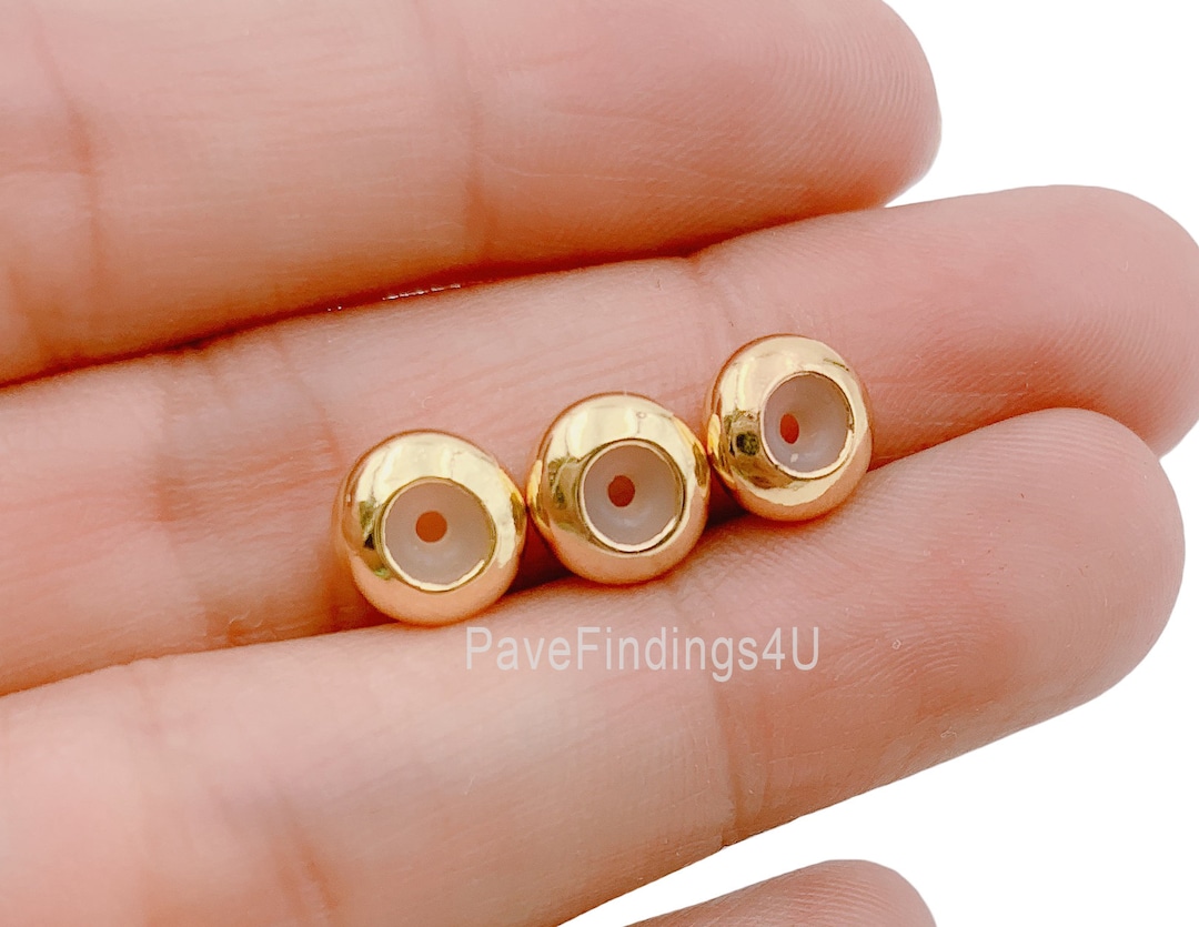 Gold Filled Rondelle Rubber Stopper Beads, 8mm Stopper Beads 1mm Hole ...
