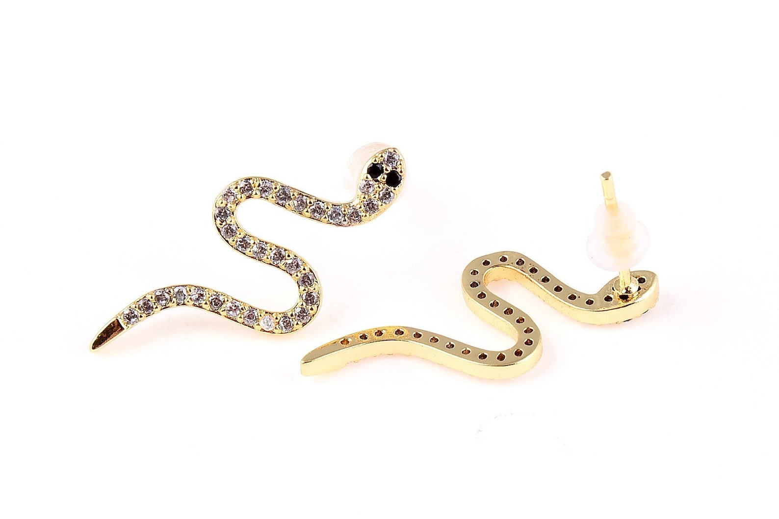 18K Gold Dangle Snake Earrings Snake Stud Earrings Gold - Etsy