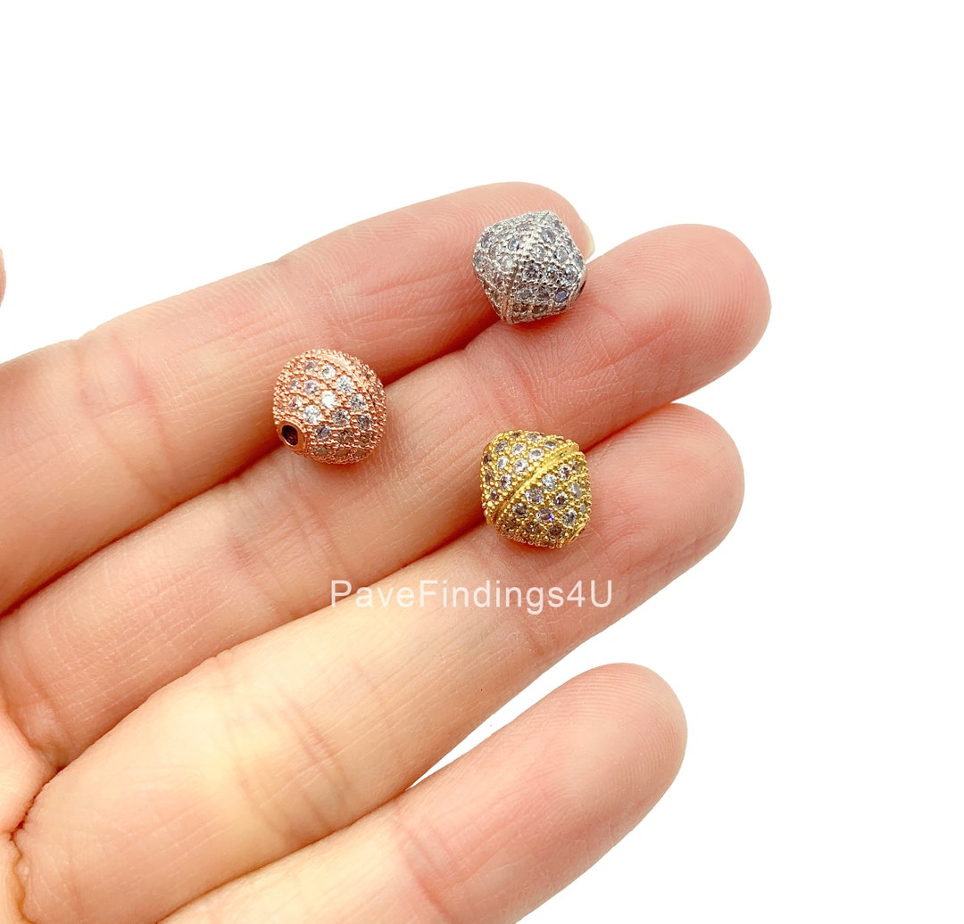 Diamond Bead, Micro Pave CZ DIAMOND Shape Beads, Cubic Zirconia, Rose ...