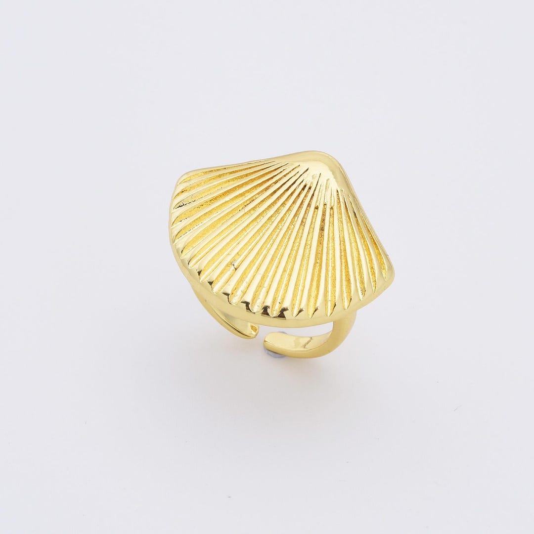 Dainty Seashell Ring, Gold Filled Scallop Seashell Ring, Clam Shell ...