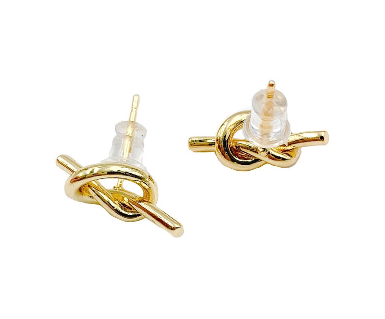 18K Gold Love Knot Earrings Gold Infinity Knot Studs Gold - Etsy