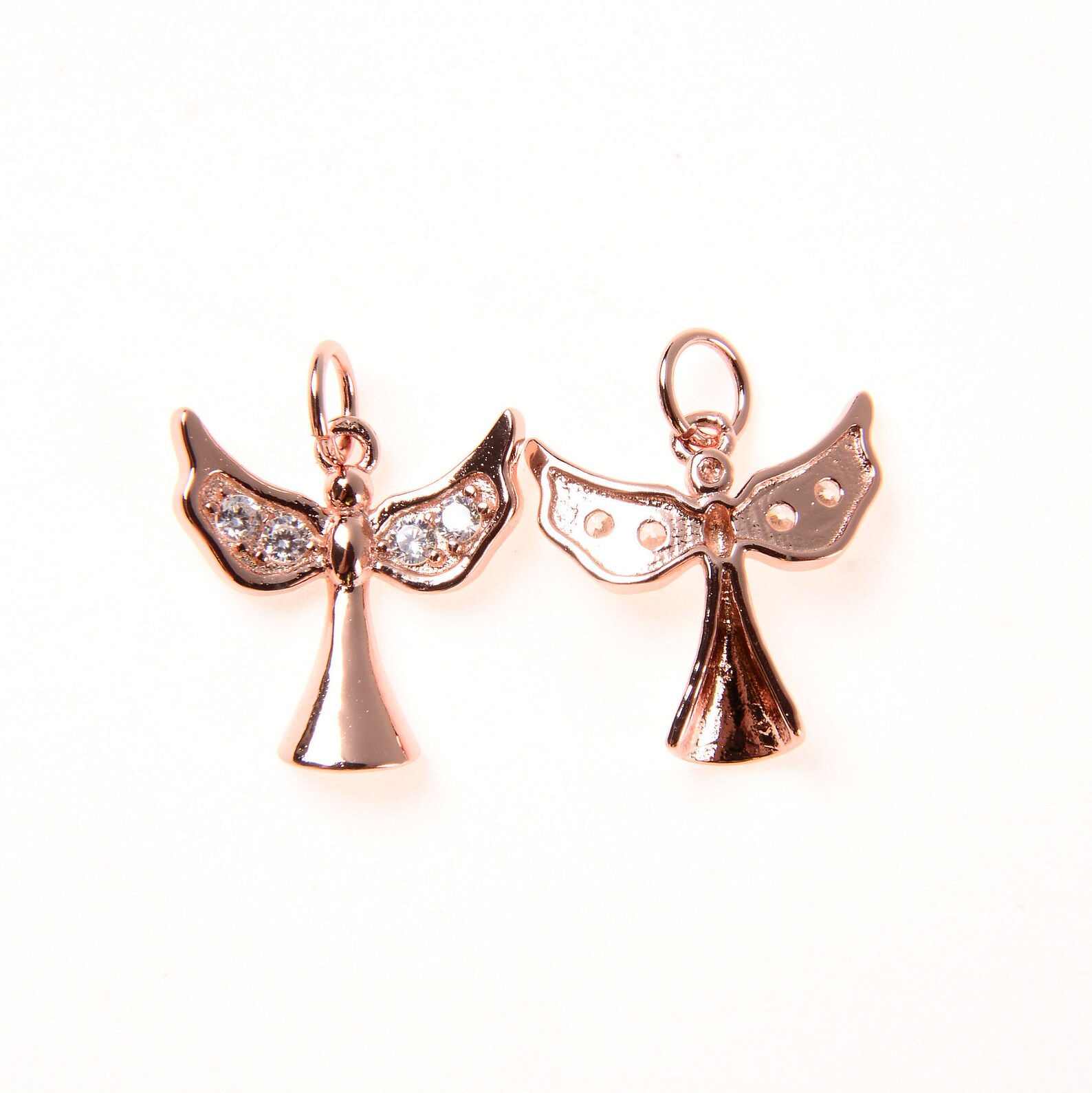 24K Gold Angel Charm Pendant CZ Micro Pave Angel Pendant | Etsy