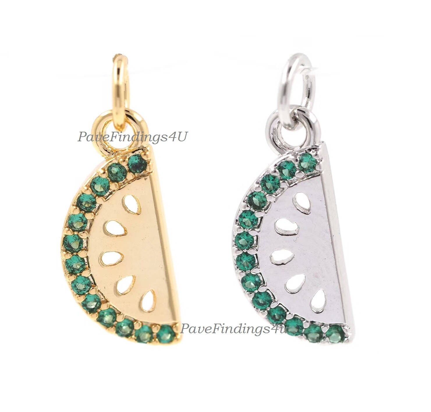 WATERMELON Charm 22K Gold Micro Pave CZ Watermelon Charm | Etsy