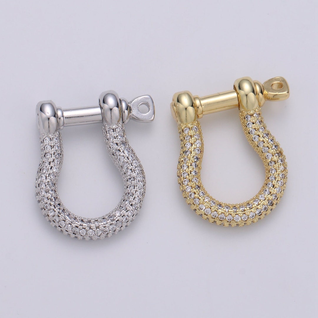 Gold Shackle Clasp U Lock Clasp With Screw Rod for U Lock Micro Pave ...
