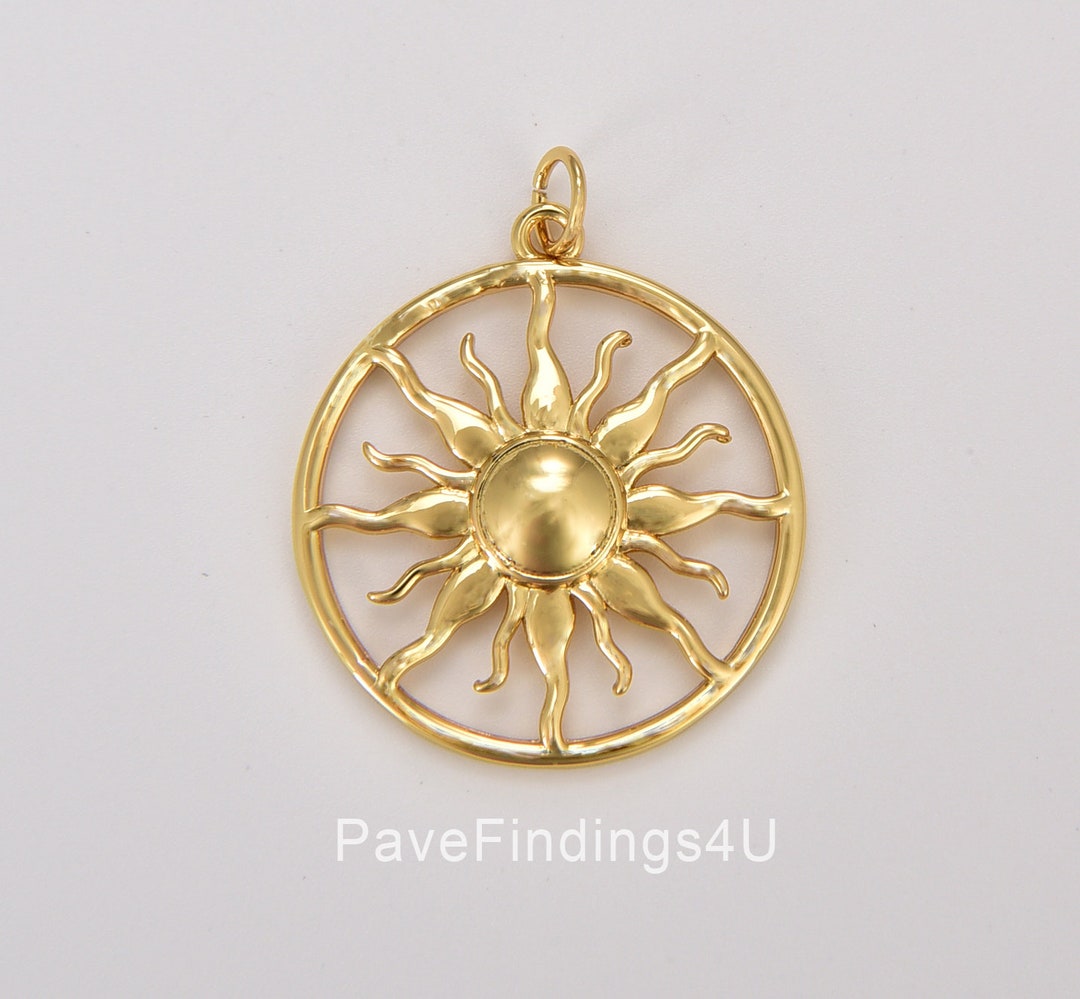 Sunshine Charm, Gold Filled Sunburst Pendant, Sun Pendant, Celestial ...