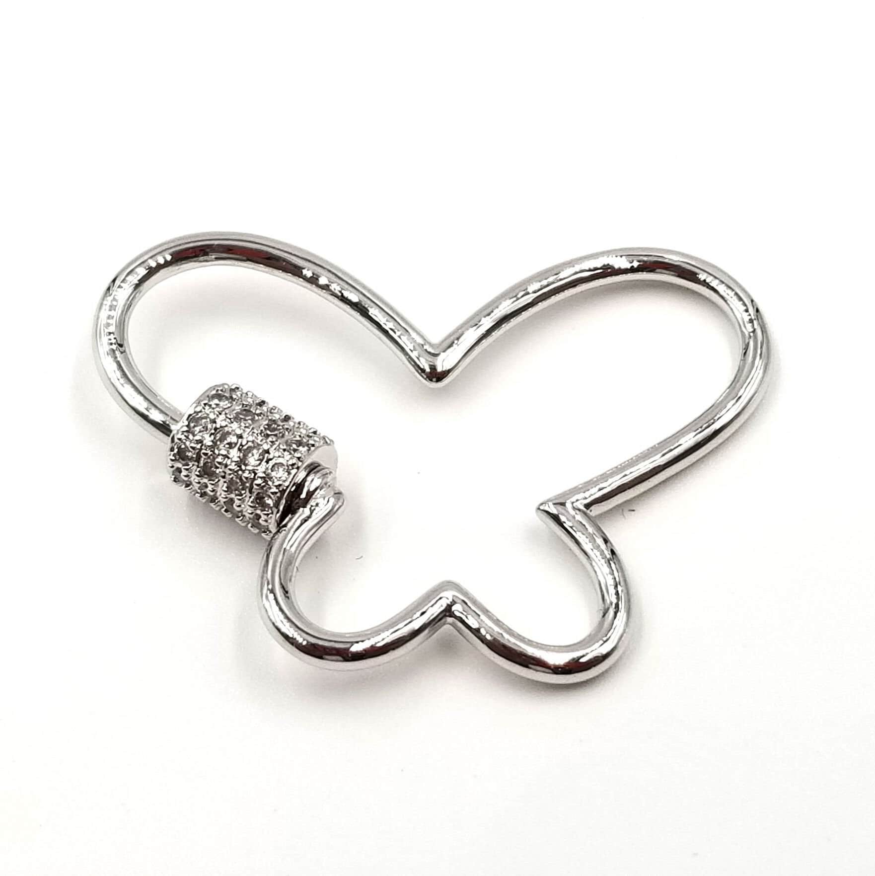 14K Gold Butterfly Screw Clasp CZ Micro Pave Butterfly Clasp | Etsy