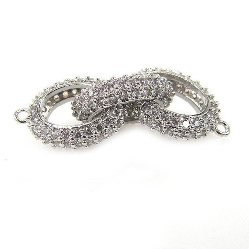 3 Rings Oval Connector for Necklace/bracelet, CZ Micro Pave Triple ...