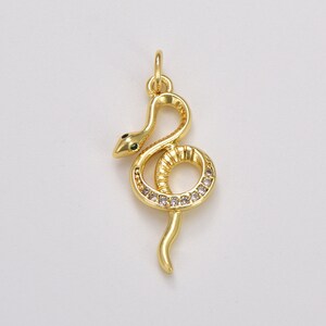 Elegant Gold CZ Emerald Green-eyed Snake Charm, Gold Filled Snake ...