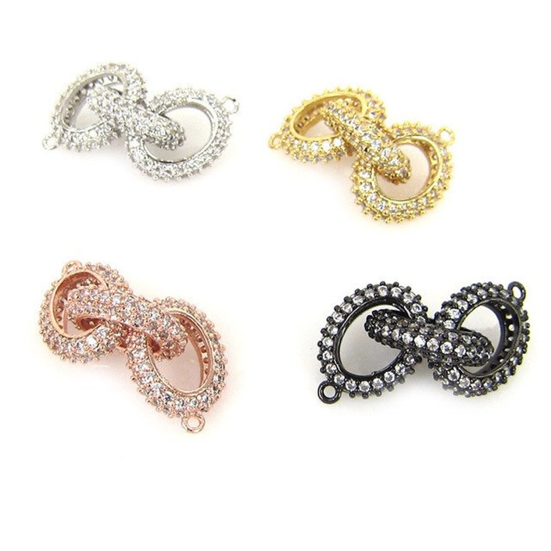 3 Rings Oval Connector for Necklace/bracelet, CZ Micro Pave Triple ...