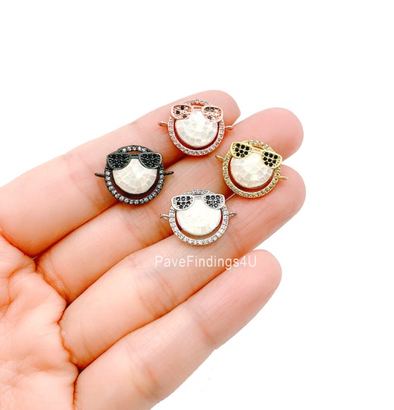 18K Gold Micro Pave Charm Dainty Smile Coin Mini Happy Smiley - Etsy