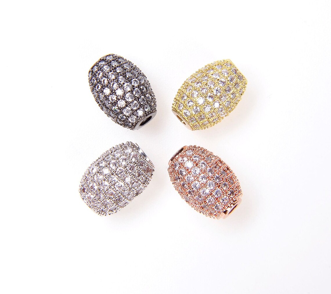 CZ Micro Pave Oval Beads Spacer, Oval Connector, Oval Spacer Beads, DIY ...