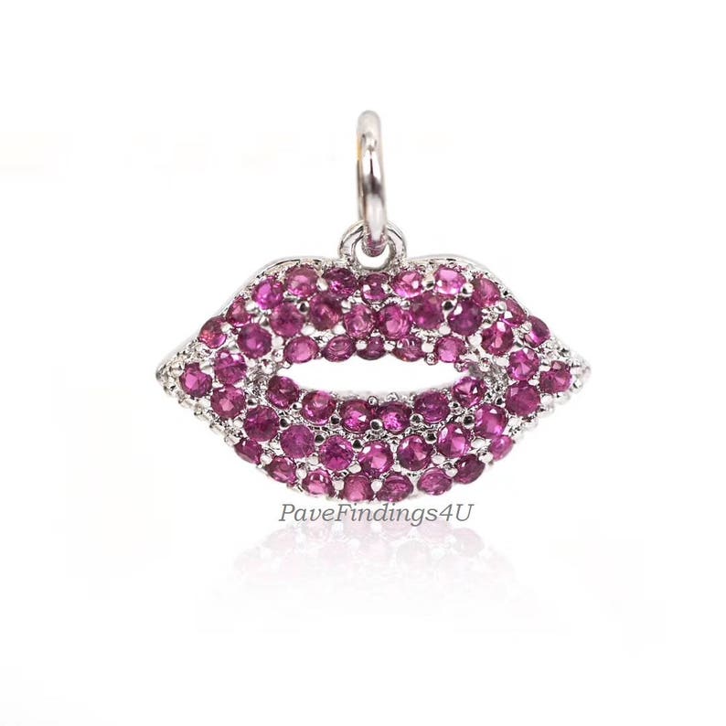 Ruby Cubic Zirconia Lip Charm Pave Lip Charm Black/gold/silver 24K Gold ...