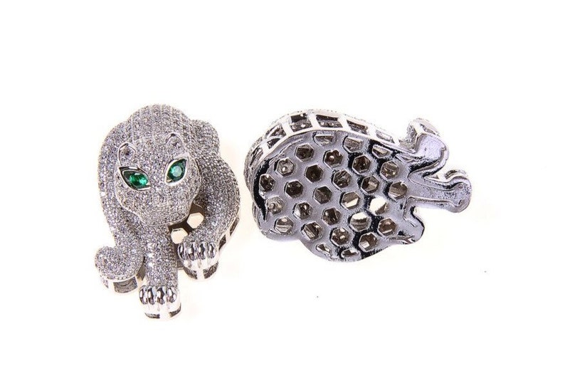 Jaguar Micro Pave Charm, Tiger Bead, CZ Micro Pave Animal Spacer Charm ...