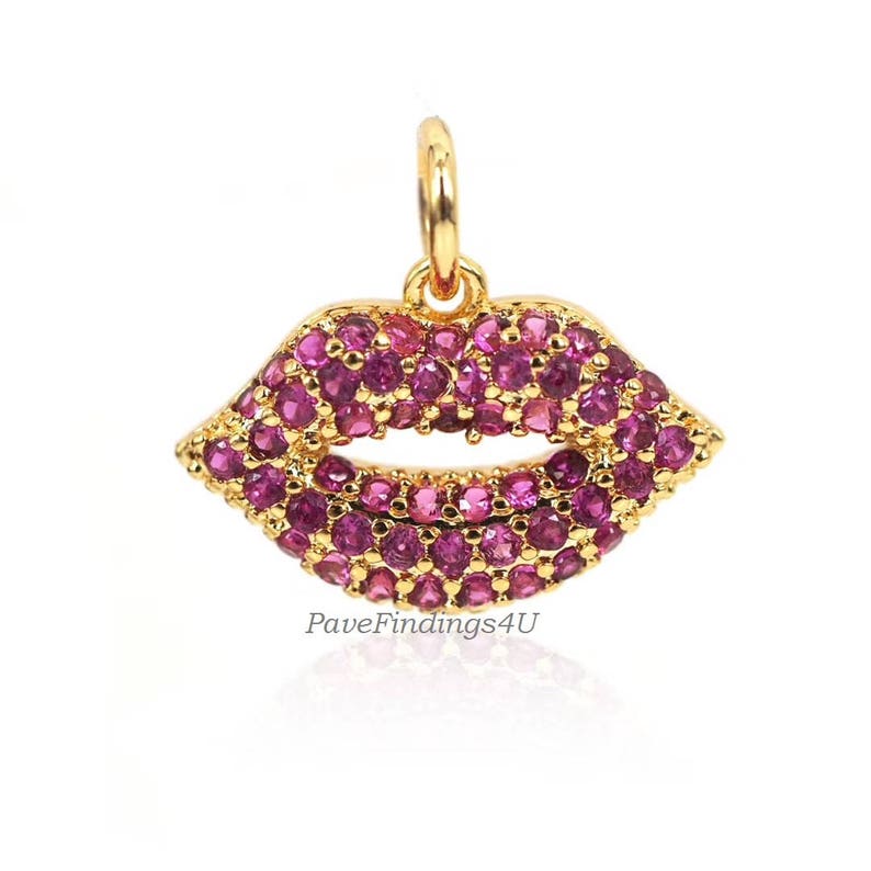 Ruby Cubic Zirconia Lip Charm Pave Lip Charm Black/gold/silver - Etsy