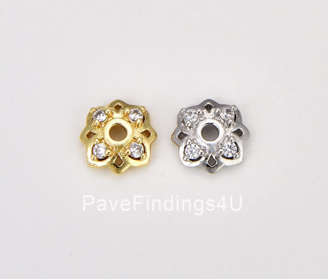 8mm Gold Filled Starburst Bead Cap, Dainty Star Bead Toppers, CZ Micro ...