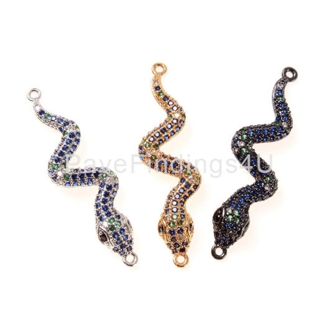 Snake Connector, Micro Pave CZ Snake Connector, Snake Charm, Pave ...