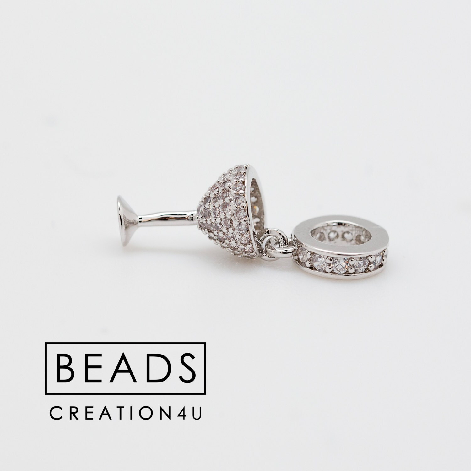 24K Gold Cocktail Glass Charm, CZ Micro Pave Glass Charm, Cocktail ...
