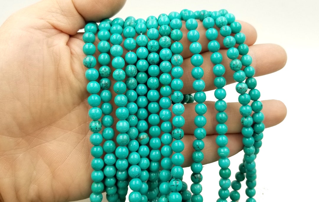 Natural Turquoise Smooth Round Beads Grade AAA Round Loose Beads, Full ...