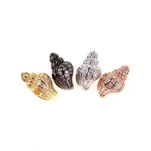 CZ Micro Pave Sea Shell Spacer Bead, Spiral Shell Beads, DIY, 13x8mm ...