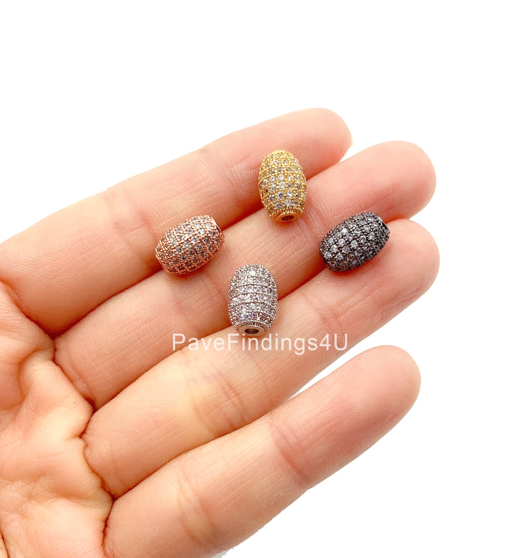 CZ Micro Pave Oval Beads Spacer, Oval Connector, Oval Spacer Beads, DIY ...