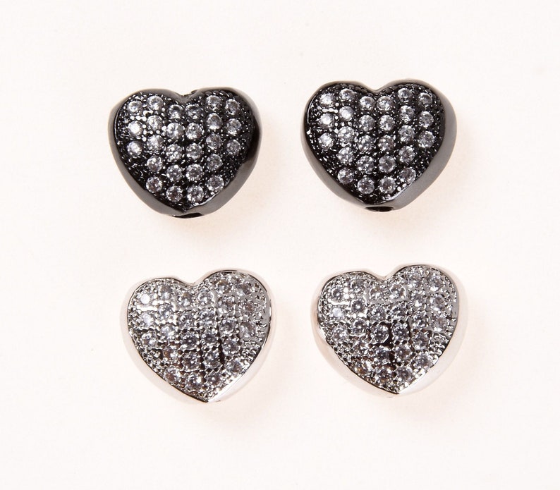 Pave CZ Heart Bead Pave Heart Pendant CZ Micro Pave Heart | Etsy