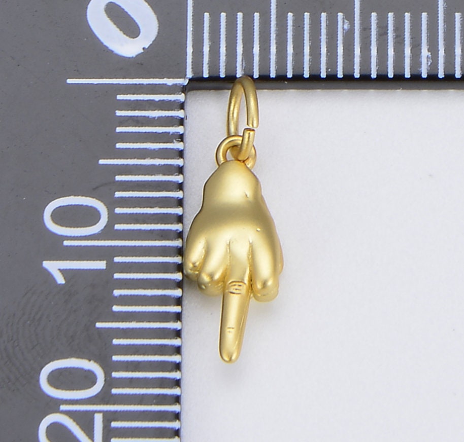 Dainty Middle Finger Charm 18K Gold Hand Gesture Charm FUCK - Etsy