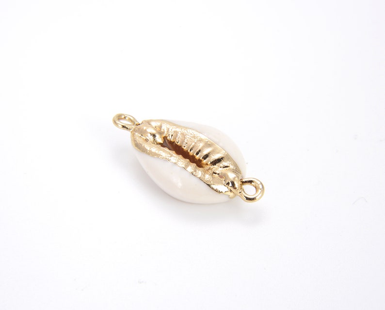 18K Gold Filled Natural Cowrie Shell Connector, Cowrie Shell Necklace ...