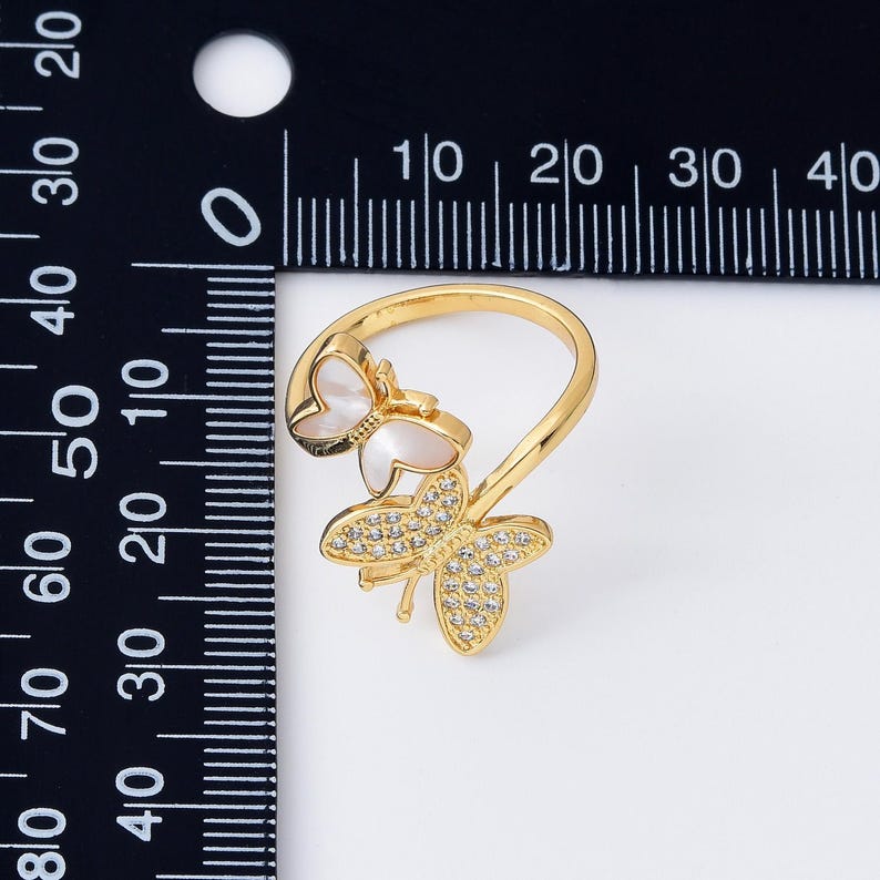 Dainty Double Butterfly Twist Open Ring, Gold Filled Double Butterfly ...