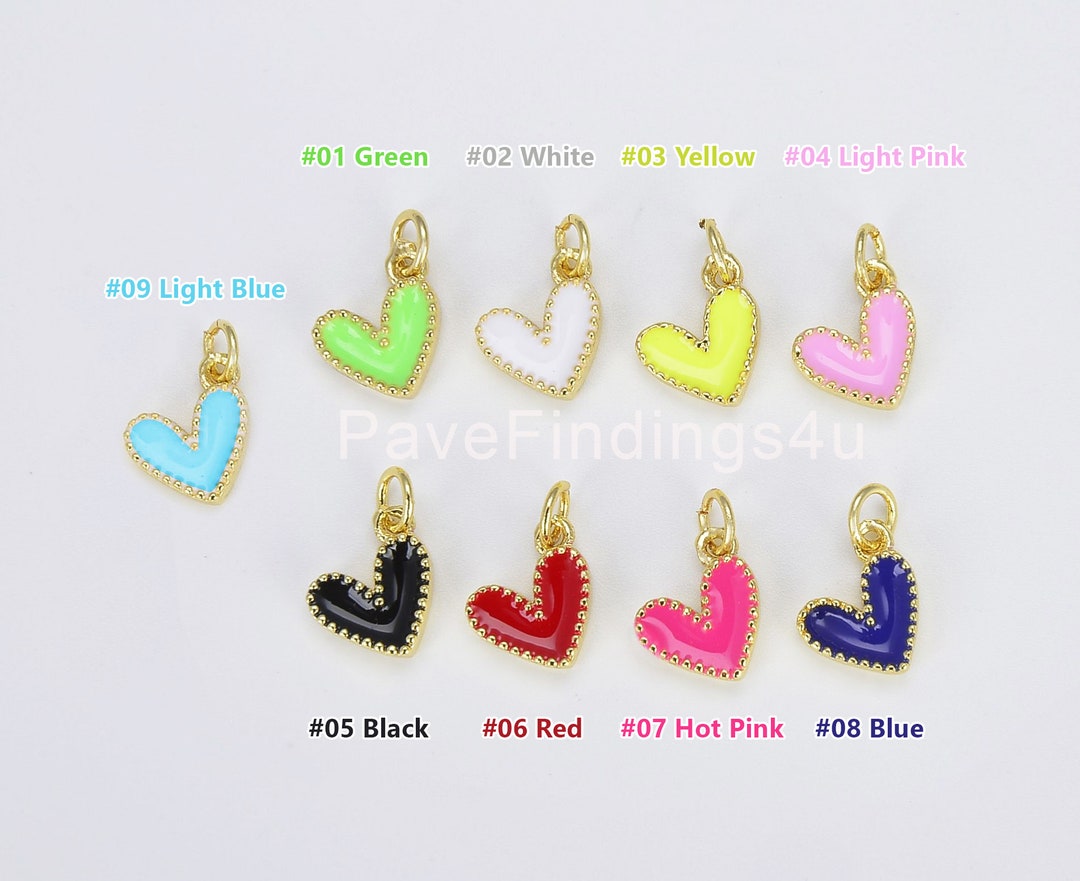 Neon Heart Charms Enamel Heart Pendant for Necklace Earring - Etsy