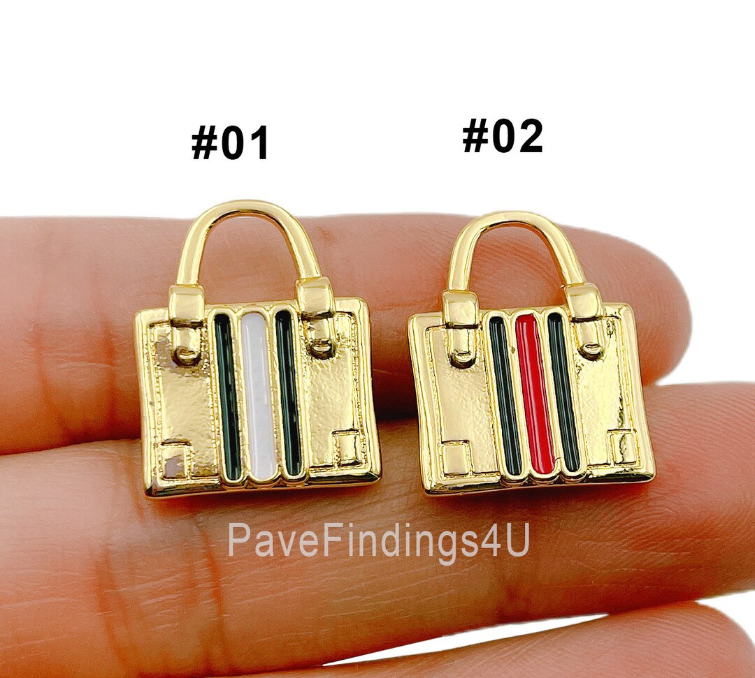 Dainty 14K Gold Padlock Charm, Enamel Padlock Charm, Chic Purse Handbag ...